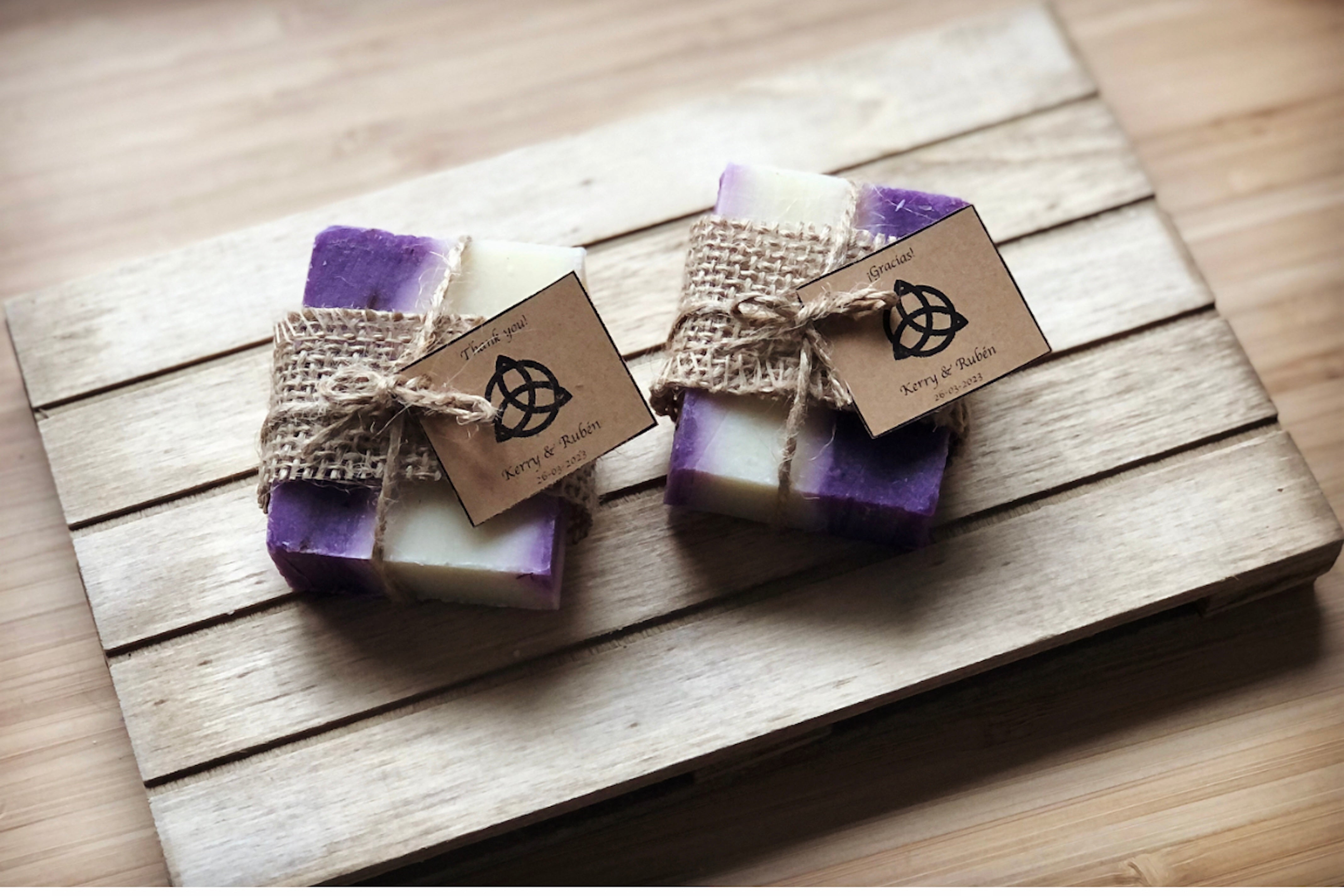 Jabones para Eventos (45g) | Decorados con Arpillera | Raspberry Melon