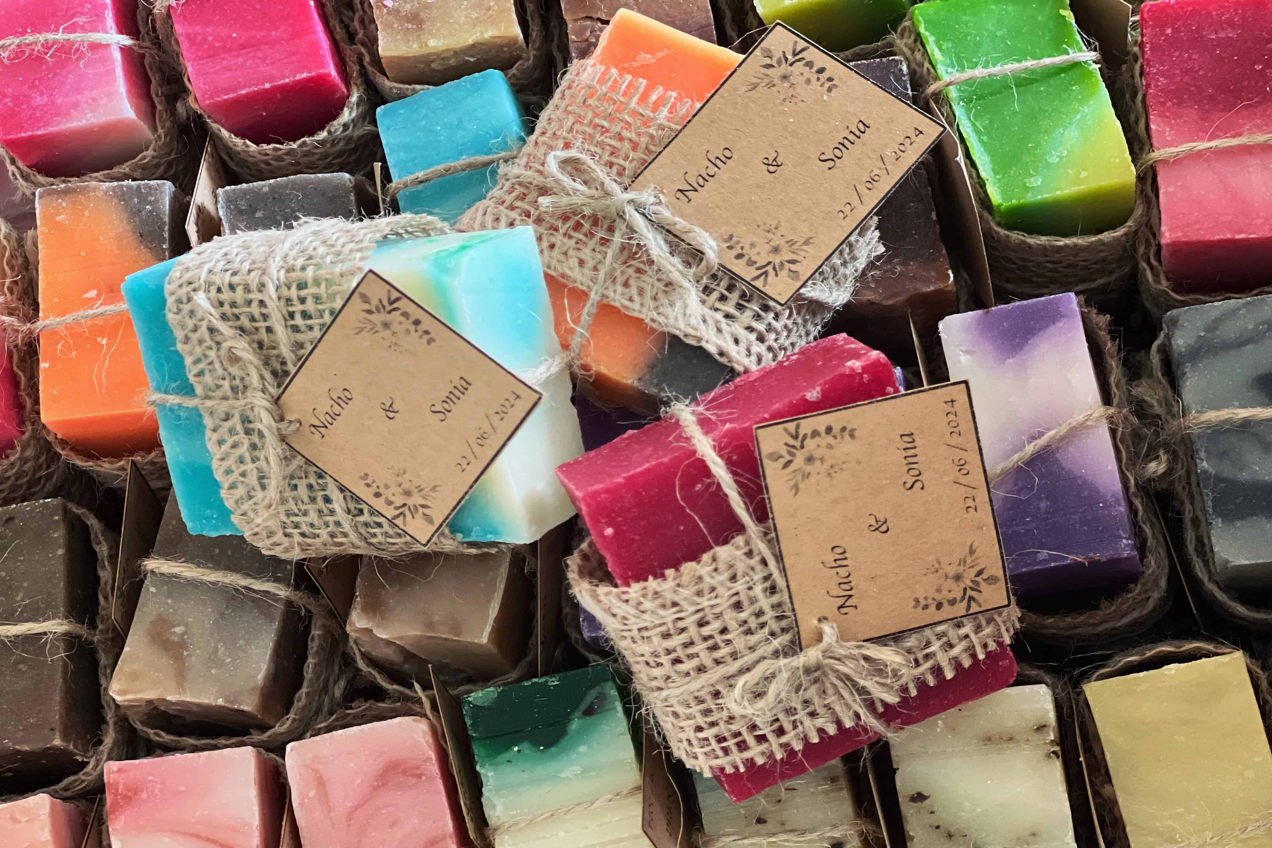 Jabones para Eventos (45g) | Decorados con Arpillera | Raspberry Melon